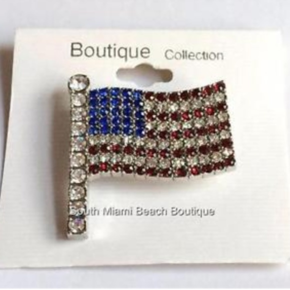 Unbranded | Jewelry | Silver Crystal Usa Flag Pin Brooch Patriotic 75 ...